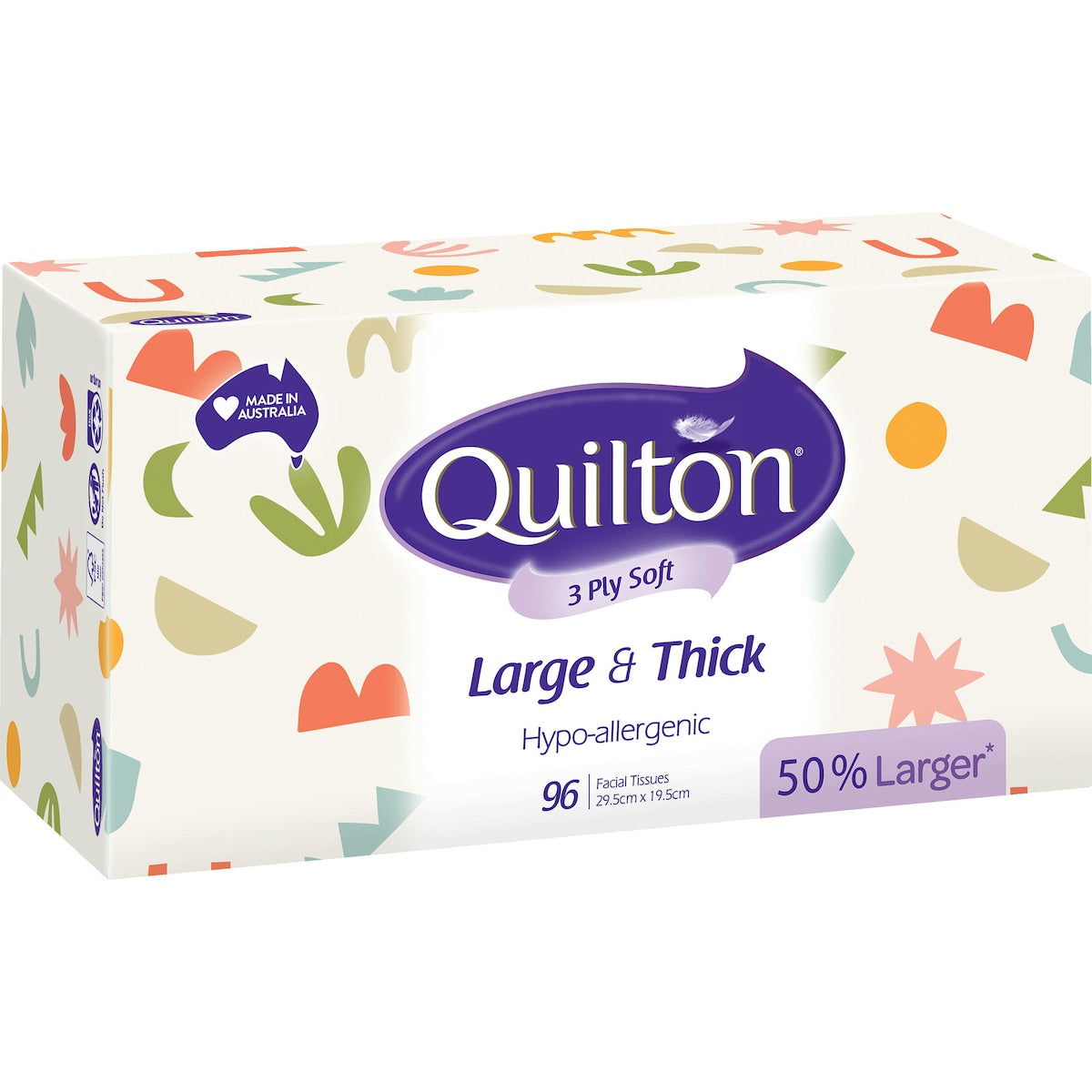 Quilton 2 Ply Large & Thick Hypo-allergenic Facial Tissue 96 Pack