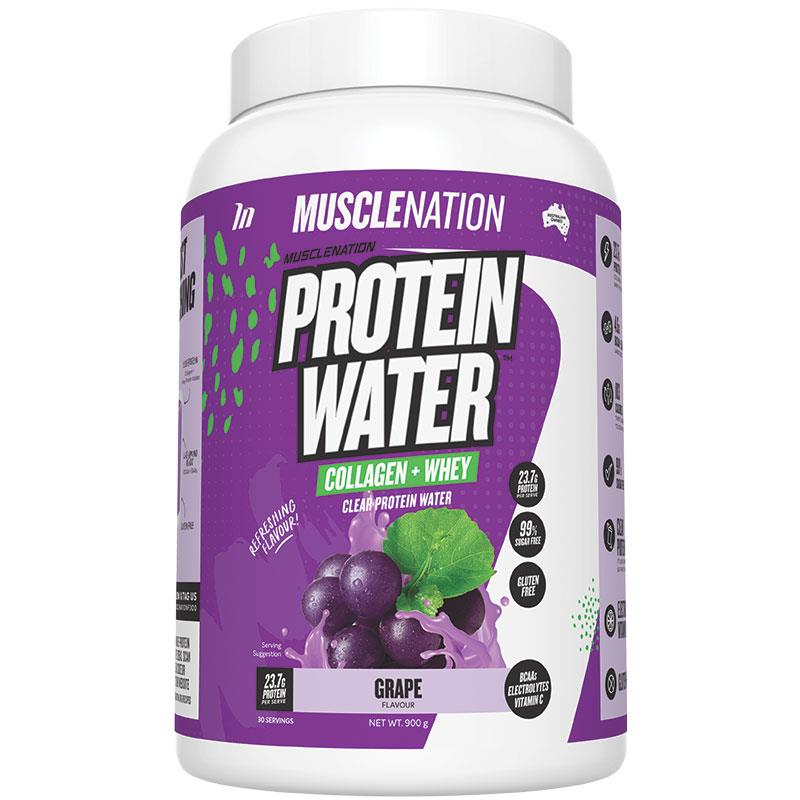 Muscle Nation Grape Protein Water 900g - Refreshing Hydration & Muscle ...